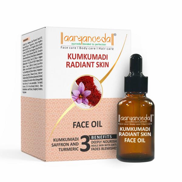 Aaryanveda Kumkumadi Radiant Skin Face Oil / Nourished With Kukumadi, Saffron & Turmeric / For ...