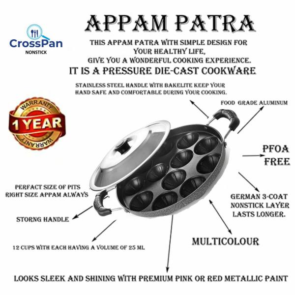 CrossPan NonStick Appam Patra / Paniyaram/Paniyakal / Appe Pan ...