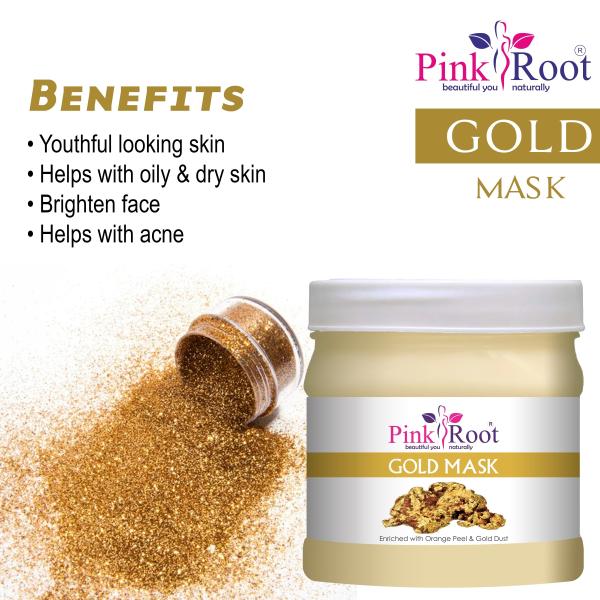 Pink Root Men and Women Gold Mask Enriched with Orange Peel and Gold ...