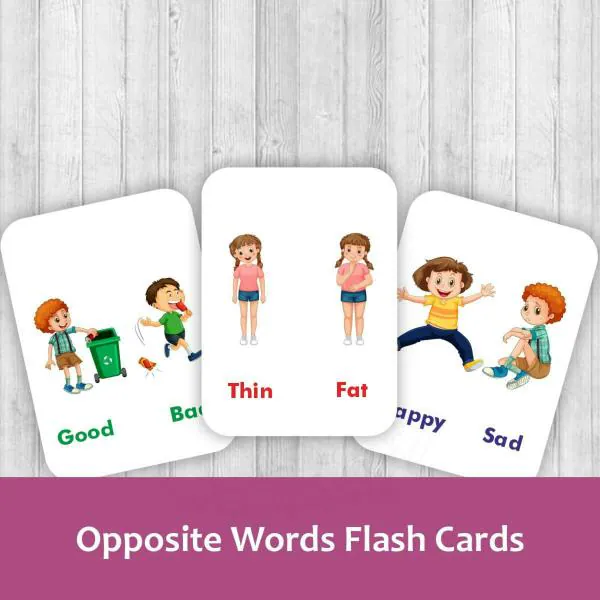 Clapjoy Multicolor Double Sided Flash Cards For Kids -Opposite Words ...
