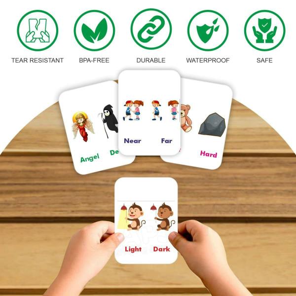 Clapjoy Multicolor Double Sided Flash Cards For Kids -Opposite Words ...