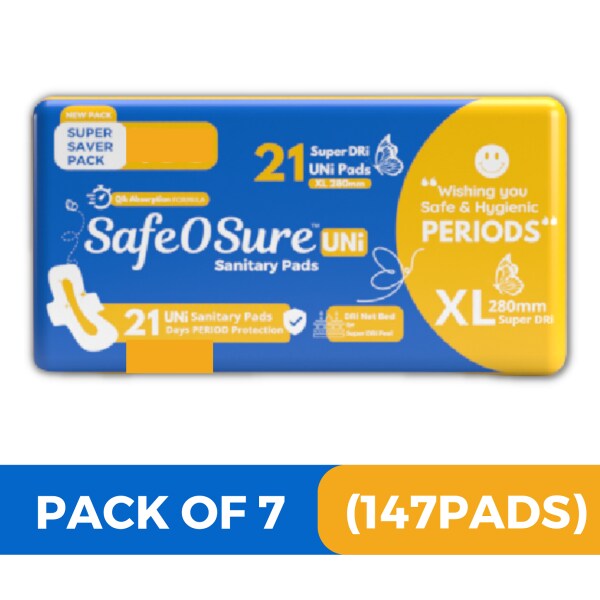 Safeosure Xl 280Mm Super Saver Super Dri Pads Safe & Hygienic Periods ...