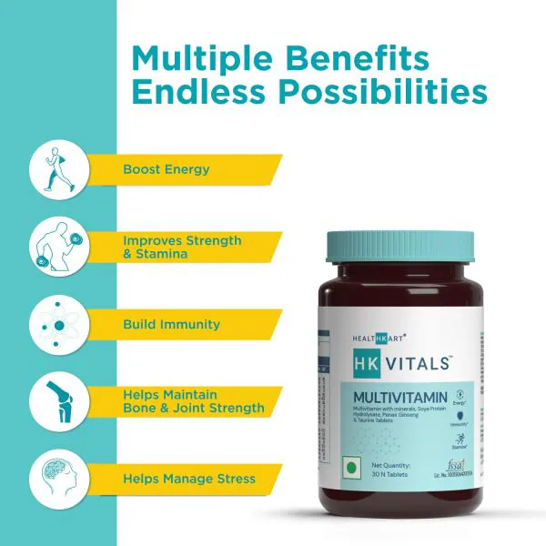 HealthKart HK Vitals Multivitamin for Men and Women, 30 Multivitamin ...