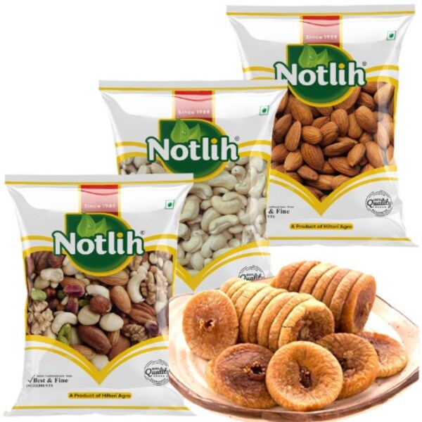 Notlih Mix dry Fruits + Cashews +Almonds +Anjeer 200gm*4 - JioMart