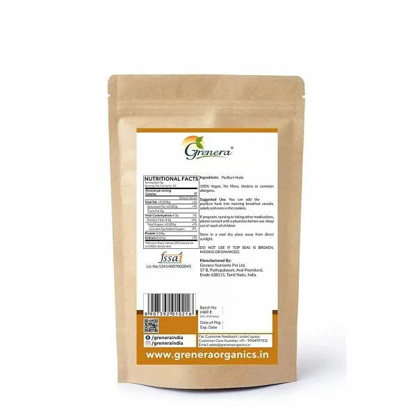 Grenera Psyllium Husk Whole | Isabgol (Bhusi) Fiber Supplement 250g ...