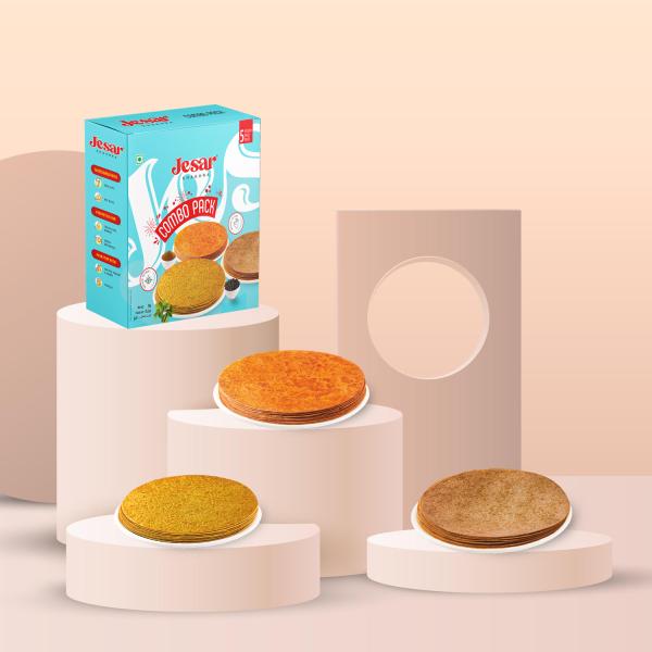 Jesar Khakhra Namkeen Snacks Combo Pack Methi, Moong, Achari, Panipuri, Pav Bhaji (200gx5) 1kg ...