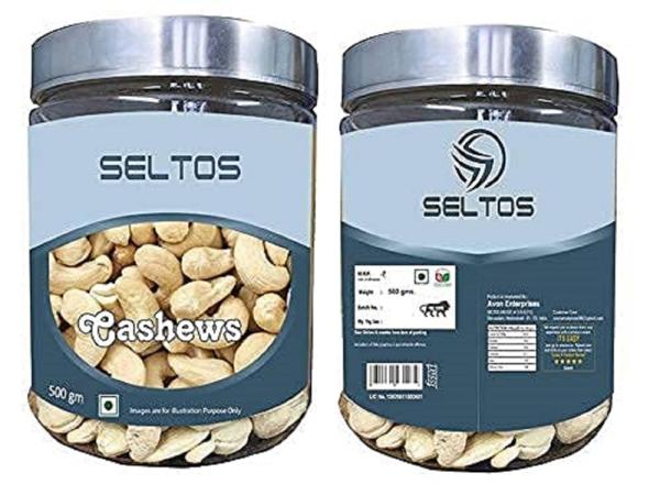 SELTOS Premium Cashews W240, Kaju ,Large Size Cashew Nuts , Dry Fruits (500g in Reusable Strong ...