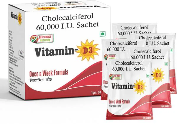 Best Choice Nutrition Vitamin D3-Cholecalciferol 60000 IU 1 gm Sachets ...