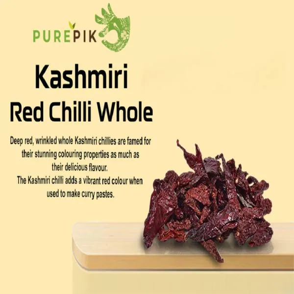 Pure Pik Kashmiri Red Chilli Whole Stemless (1 Kg Pack of 1) - JioMart