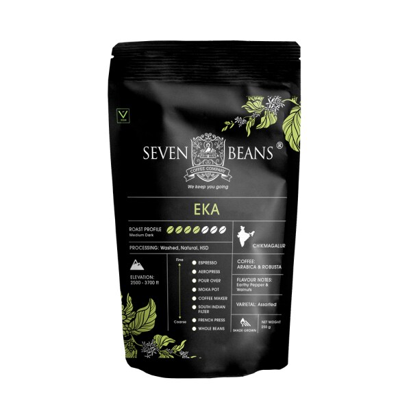 Seven Beans Coffee Company "Eka" Medium-Dark Roast|Gourmet Coffee - 250 g (French Press Grind ...