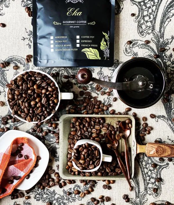 Seven Beans Coffee Company "Eka" Medium-Dark Roast|Gourmet Coffee - 250 g (French Press Grind ...