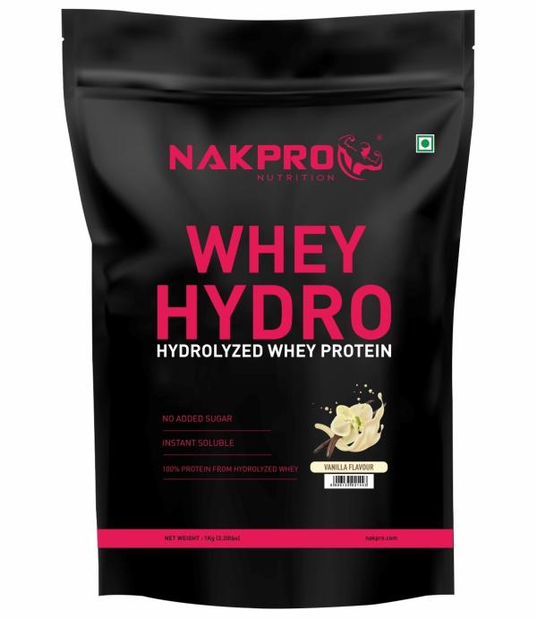 NAKPRO Vanilla Flavour Hydro Whey Protein Hydrolyzed Supplement Powder ...