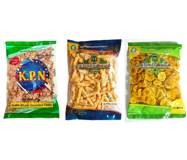 Thangapandiyan Seeni Sevgm, Nendhram Chips, Kadalai Mittai - JioMart