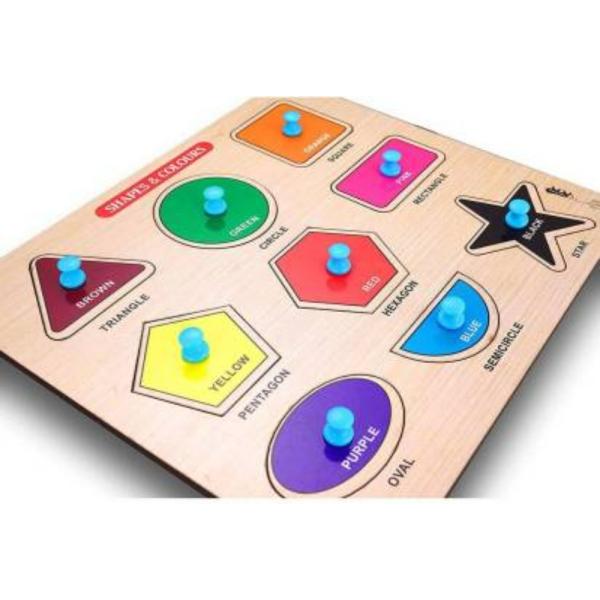 WORLD WIDE WISHES Shapes And Color Wooden Puzzle Toys For Kids 3 ...