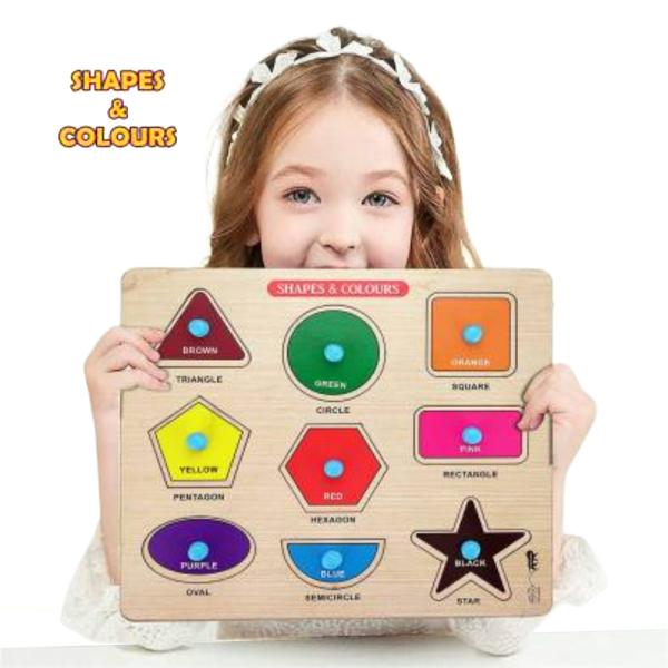 WORLD WIDE WISHES Shapes And Color Wooden Puzzle Toys For Kids 3 ...