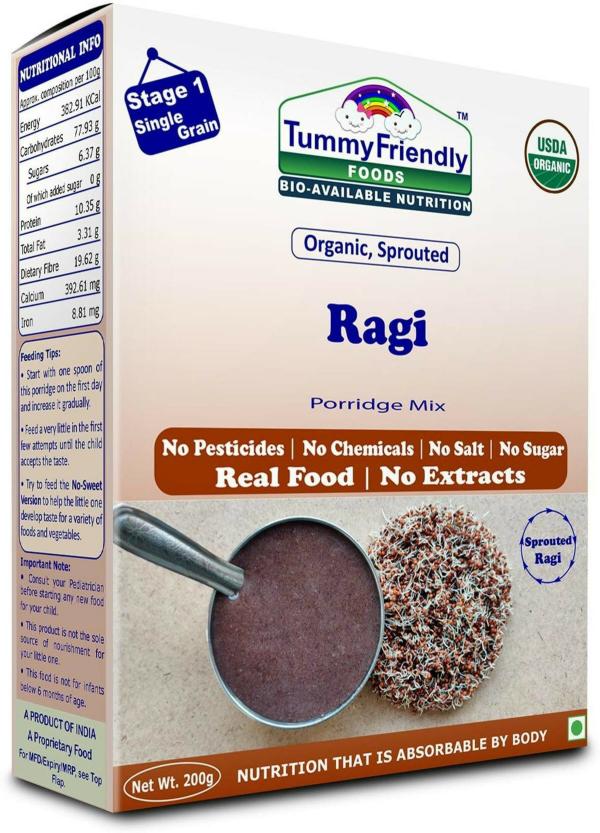 TummyFriendly Foods Certified USDA Organic Sprouted Ragi Porridge Mix ...