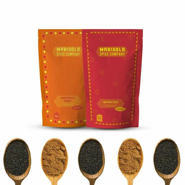 Marigold Spice Company Natural Garam Masala Powder (500gm) +Rai Mustard ...