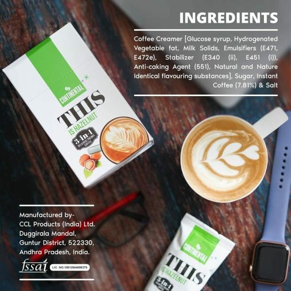 Continental THIS Hazelnut 3 in 1 Premix Flavoured Coffee 132g Box (22g*6 Sachets) (Pack of 3 ...