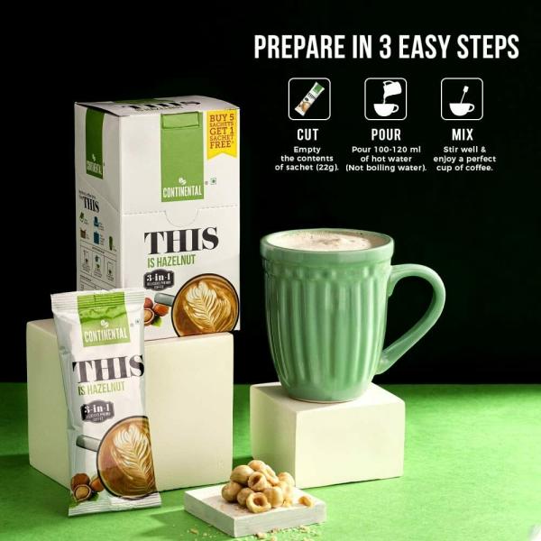 Continental THIS Hazelnut 3 in 1 Premix Flavoured Coffee 132g Box (22g*6 Sachets) (Pack of 3 ...