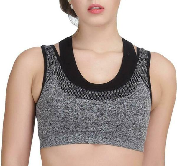 Dhruv Tex Grey Nylon Sports Lightly Padded Bra - 30d - JioMart