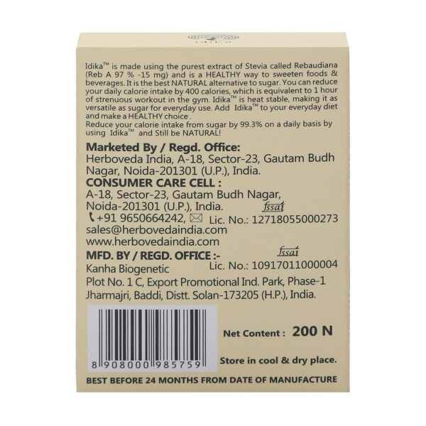 IDIKA Stevia 200 Tablets Zero Calorie Sugar Free Natural Sweetener ...