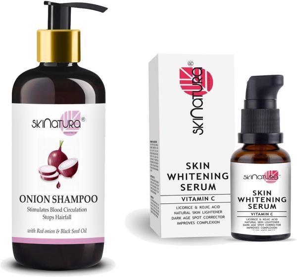 Skinatura Onion Shampoo with Red Onion & Black Seed Oil 300 ml with Skin Whiening Serum 30 ml ...