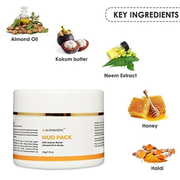 Alphavedic Multani Mitti Mud Face Pack And Gulab Jal Rose Water For ...
