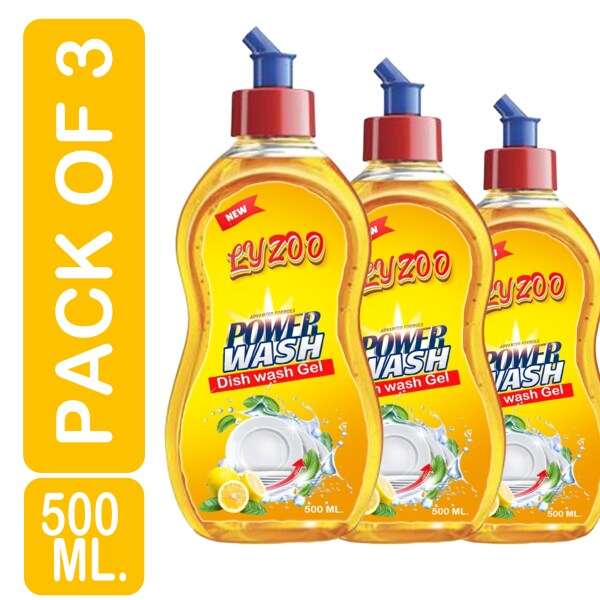 LYZOO 500 ml Lemon Power Wash AntiBacteria Dish Wash Gel Pack Of 3 ...