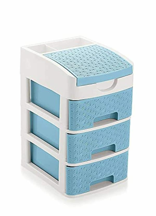Korbox Multi Purpose Blue Plastic 3 Racks Dura Pastel Drawer System - JioMart