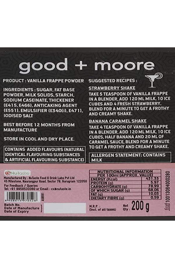 GOOD&MOORE Vanilla Frappe Powder| Instant Powdered Coffee Drink Mix ...
