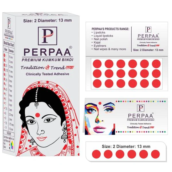 PERPAA Kumkum Red Round Bindi Book for Ladies Forehead (Stick On) (Size ...