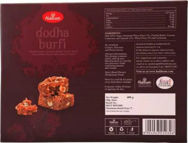 Haldiram's Dodha Burfi 400 g X 1 Box - JioMart