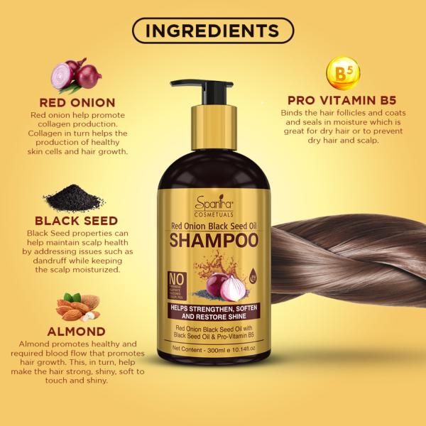 Spantra Red Onion Black Seed Oil Shampoo, 300ml - JioMart