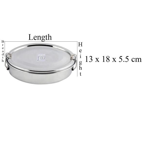 JVL Silver Stainless Steel Medium Size Oval Single Layer Tiffin Box ...