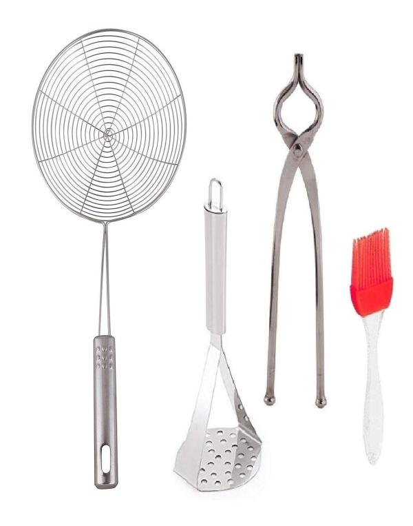 Wofier Masher Steel Kitchen Pakad Tool And Silicone Oil Brush - JioMart