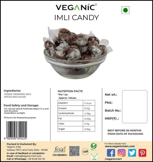 Veganic Imli Candy, Khatti, Meethi Gatagat Imli Toffee, Tamarind Twist ...