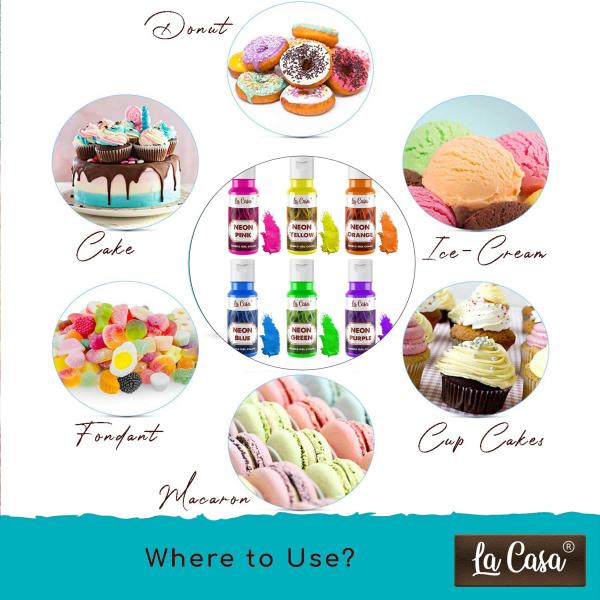 La Casa Edible Neon Gel Color - Orange 40 Ml - JioMart