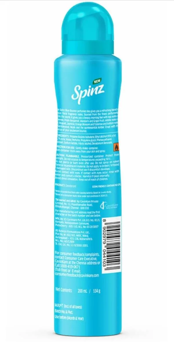 Spinz Blue Bounce Perfumed Deo Spray 150ML Each (Pack of 1) - JioMart