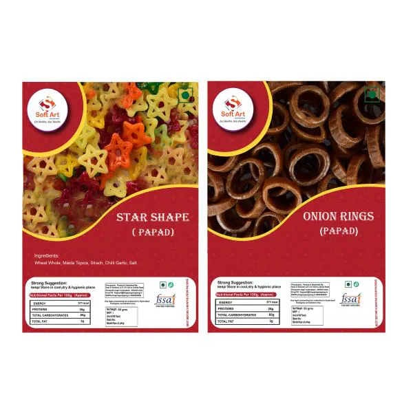 SoftArt Home Made Multicolor Star Shape Fryums, and Onion Shape Fryums ...