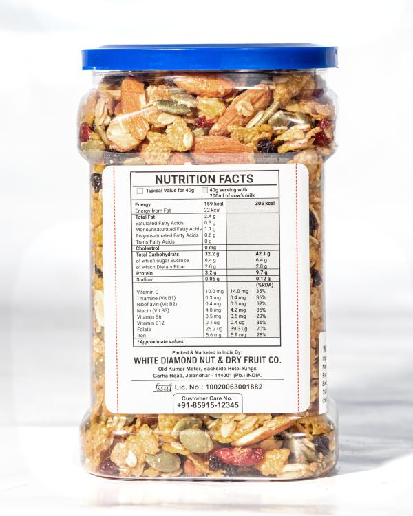White Diamond Swiss Muesli Fruit & Nut| Cereal for Breakfast| Crunchy ...