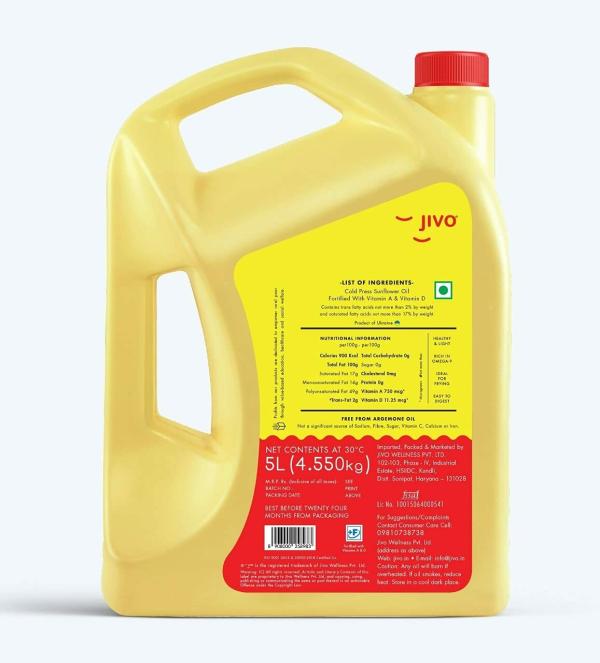 Jivo 5 Ltr Sunflower Oil + 2 Ltr Extra - Light Olive Oil - JioMart