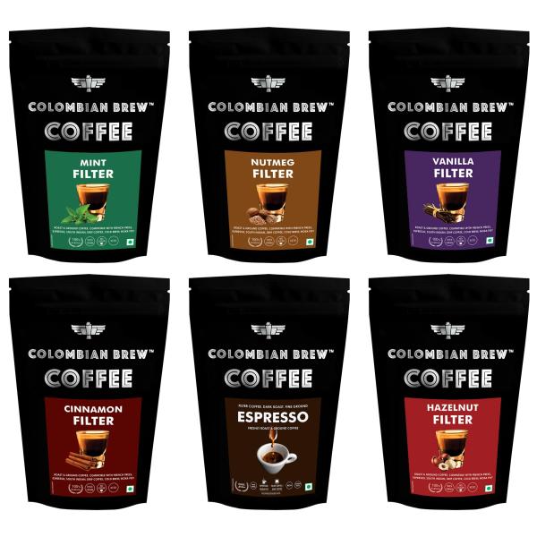 Colombian Brew Assorted Ground Filter Coffee Powder 6 Packs 100g Each ...