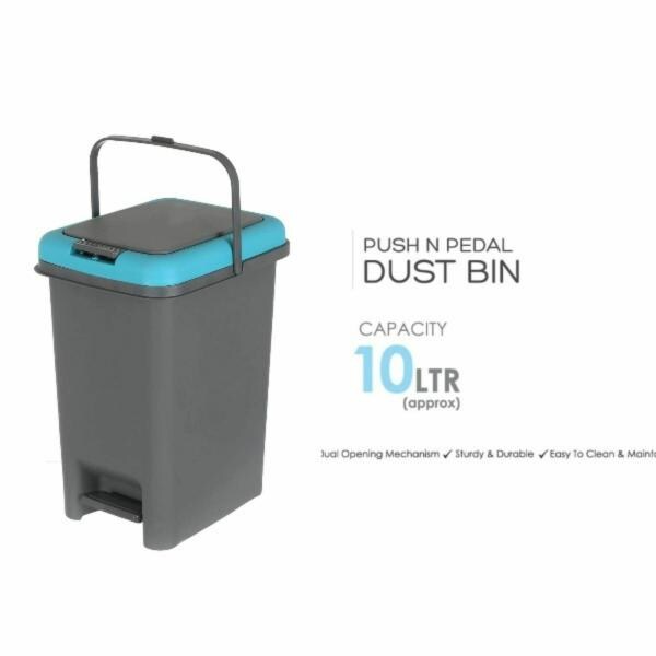 pelton Portable 10 Ltr Plastic Push And Pedal Dustbin With Lid & Handle ...