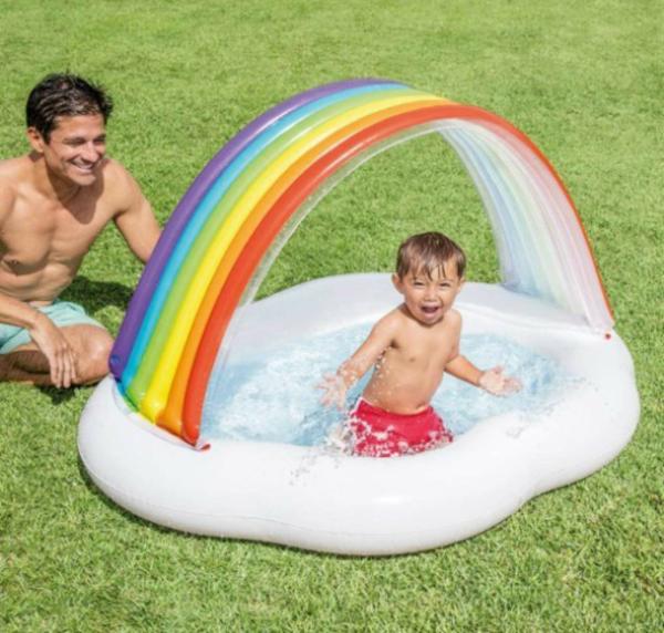 Sanjary Rainbow Plastic Pool Baby Canopy Rainbow Inflatable Swimming ...