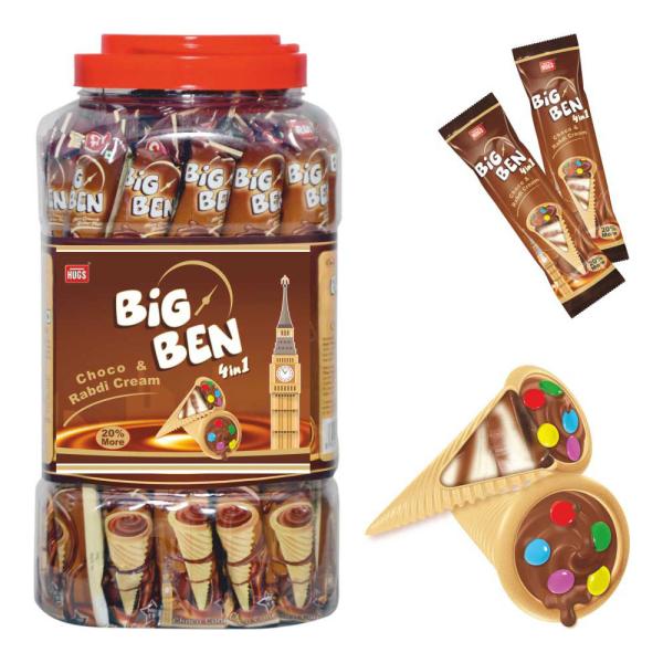 Hugs Big Ben - Choco & Rabri Cream with gems in a Wafer Cone ( 60 pcs ...