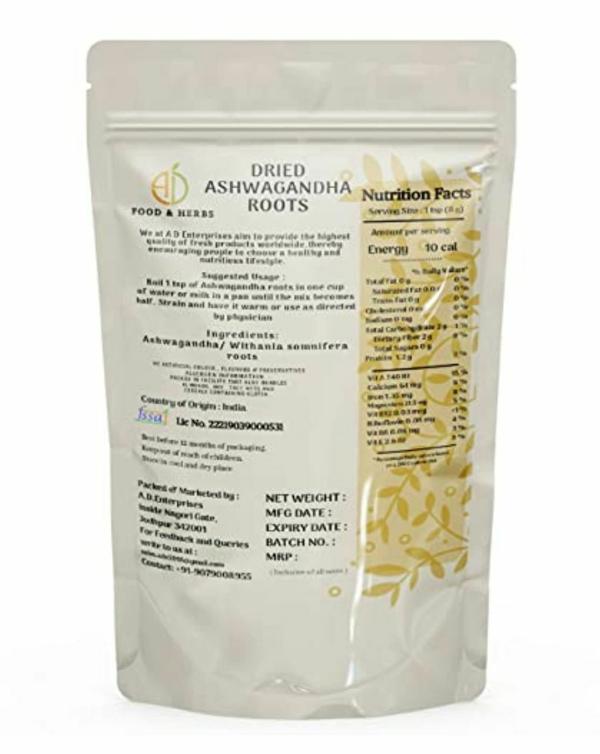 A D FOOD & HERBS Organic Dried Ashwagandha Root Stress and Anxiety 20 g ...
