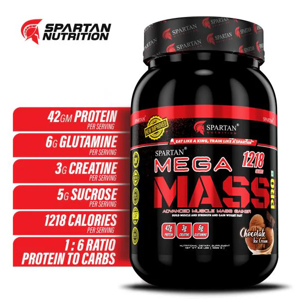 Spartan Nutrition Mega Mass Pro High Protein & Calorie Mass Gainer ...