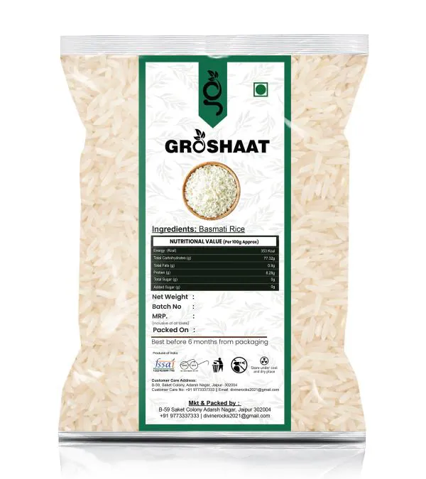 Groshaat Best Quality Basmati Rice -5Kg (Packing) Basmati Chawal (5000 ...