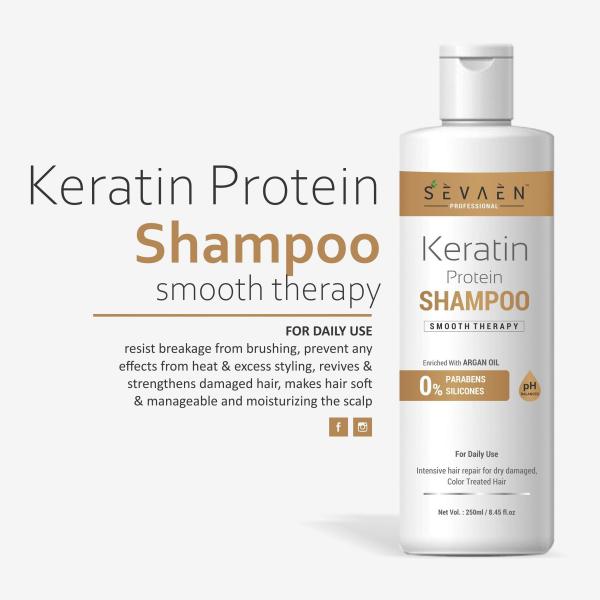 Sevaen Keratin Smooth Shampoo For All Hair Types For Men And Women 500 ...