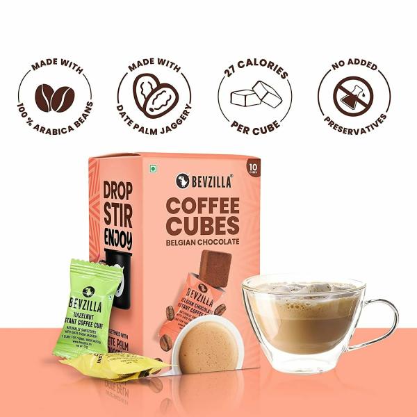 Bevzilla 10 Instant Coffee Cubes Pack with Organic Date Palm Jaggery, 5 ...